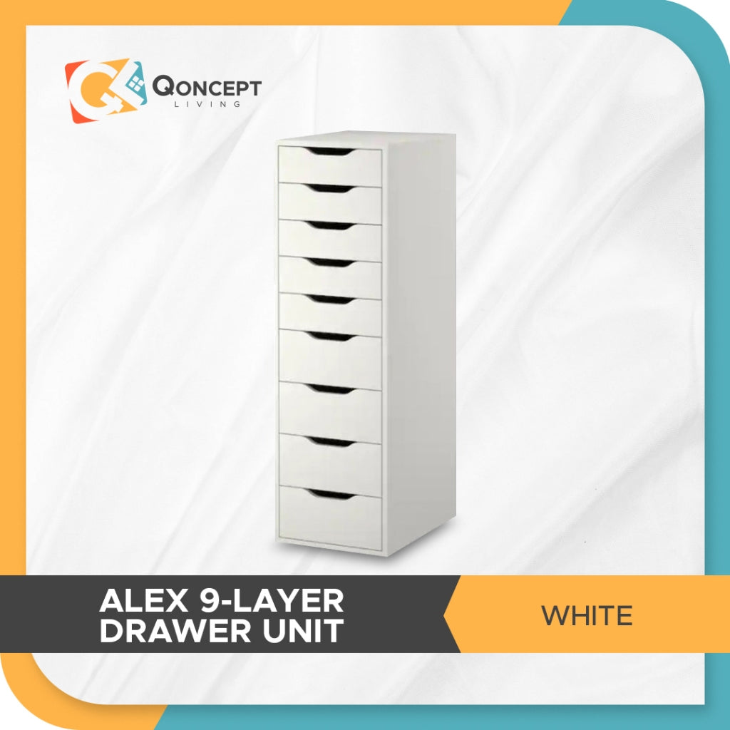 Qoncept Furniture Alex 9-Layer Drawer Unit 36x116cm (White)